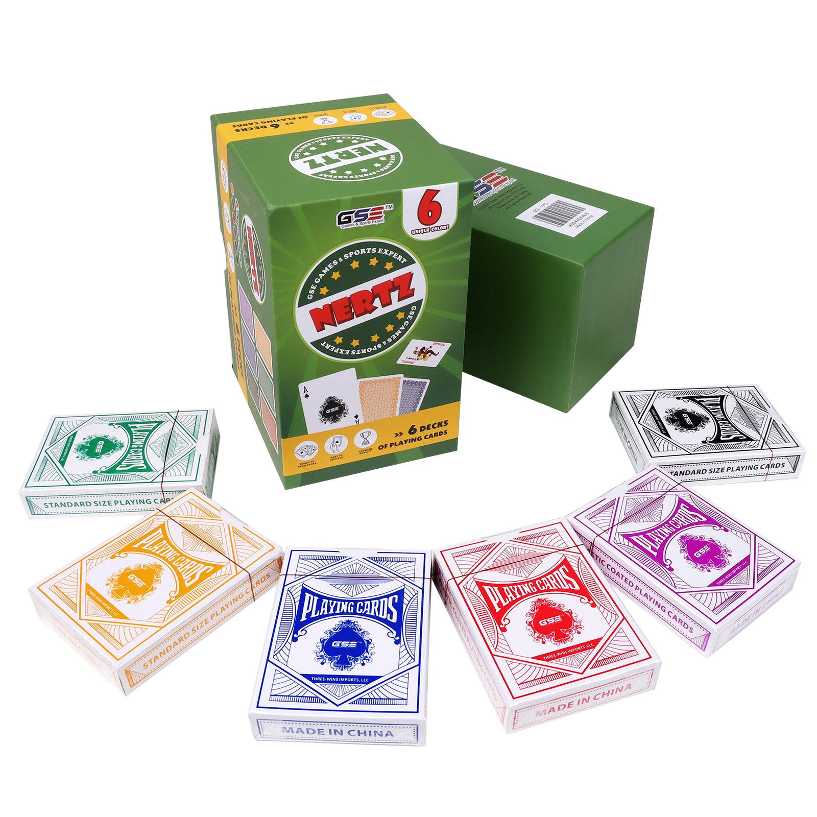 GSE Games & Sports Expert 6 Decks Multi-colored Nertz Cards Playing ...