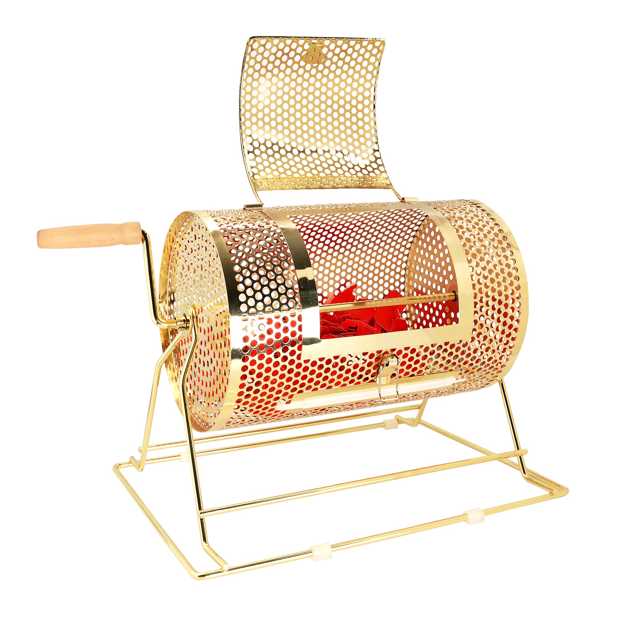GSE Games & Sports Expert Small Brass Raffle Ticket Drum Spinning Cage ...