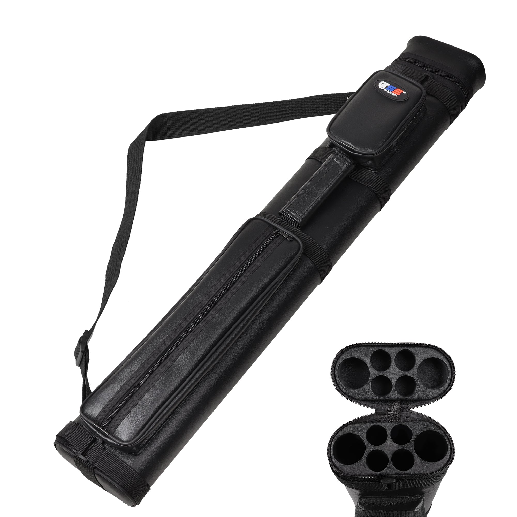 2x4 Oval Hard Pool Cue Case, Billiard Stick Carrying Case for 2 Sticks