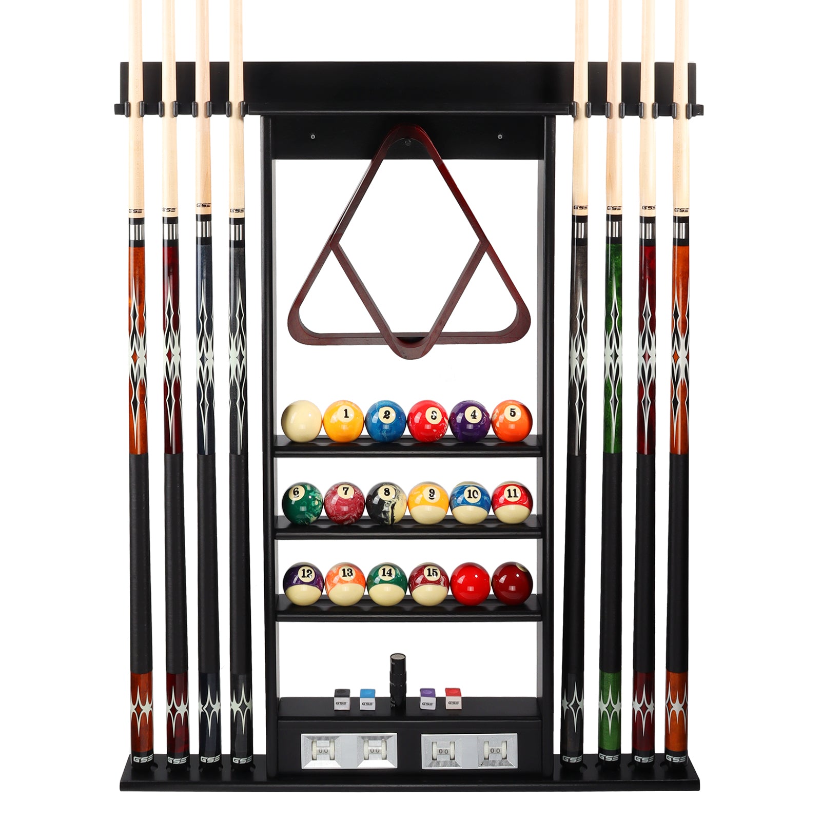 GSE Games & Sports Expert Pool Cue Stick Hanging Wall Mounting Rack ...