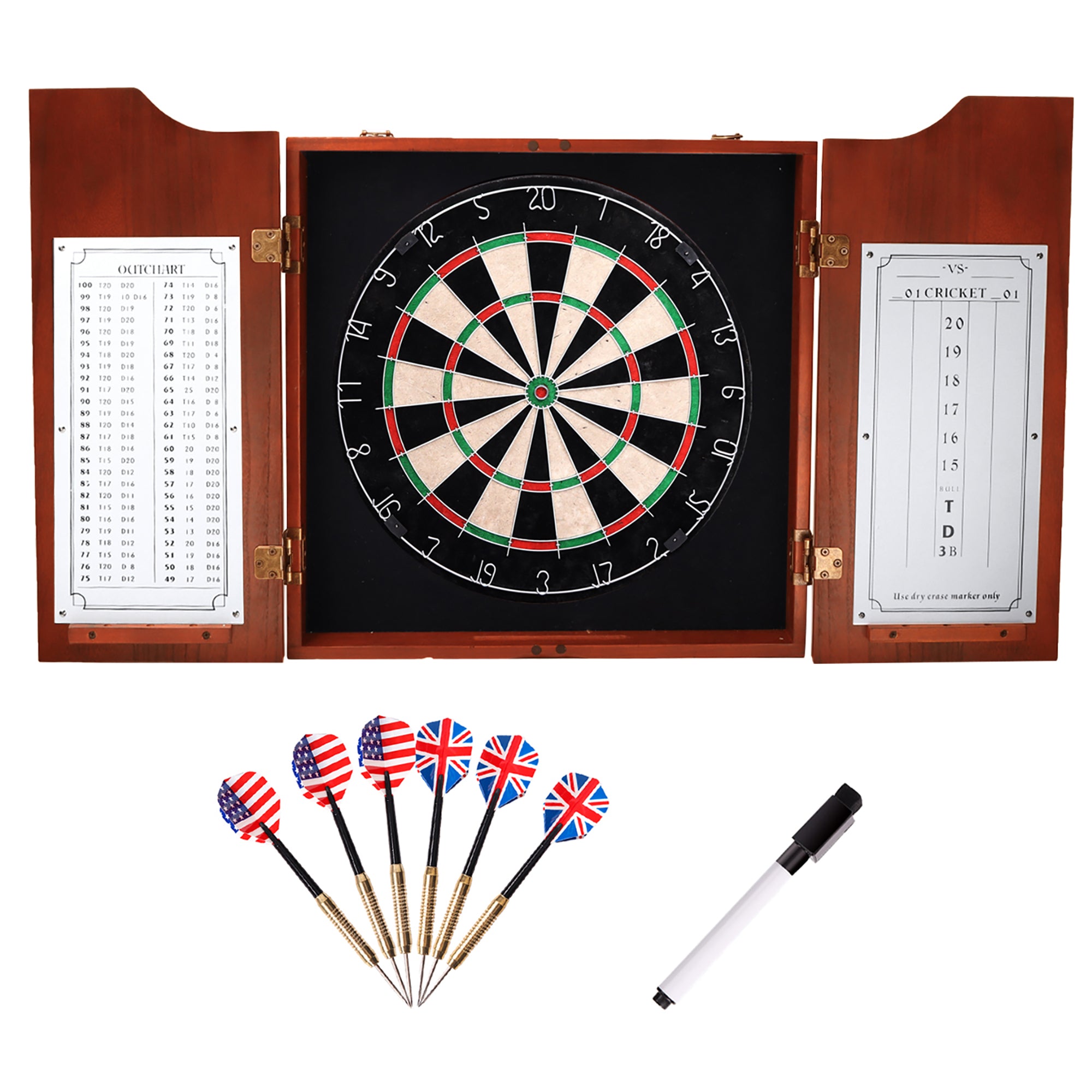 GSE Games & Sports Expert Solid Wood Dartboard Cabinet Set with Sisal ...