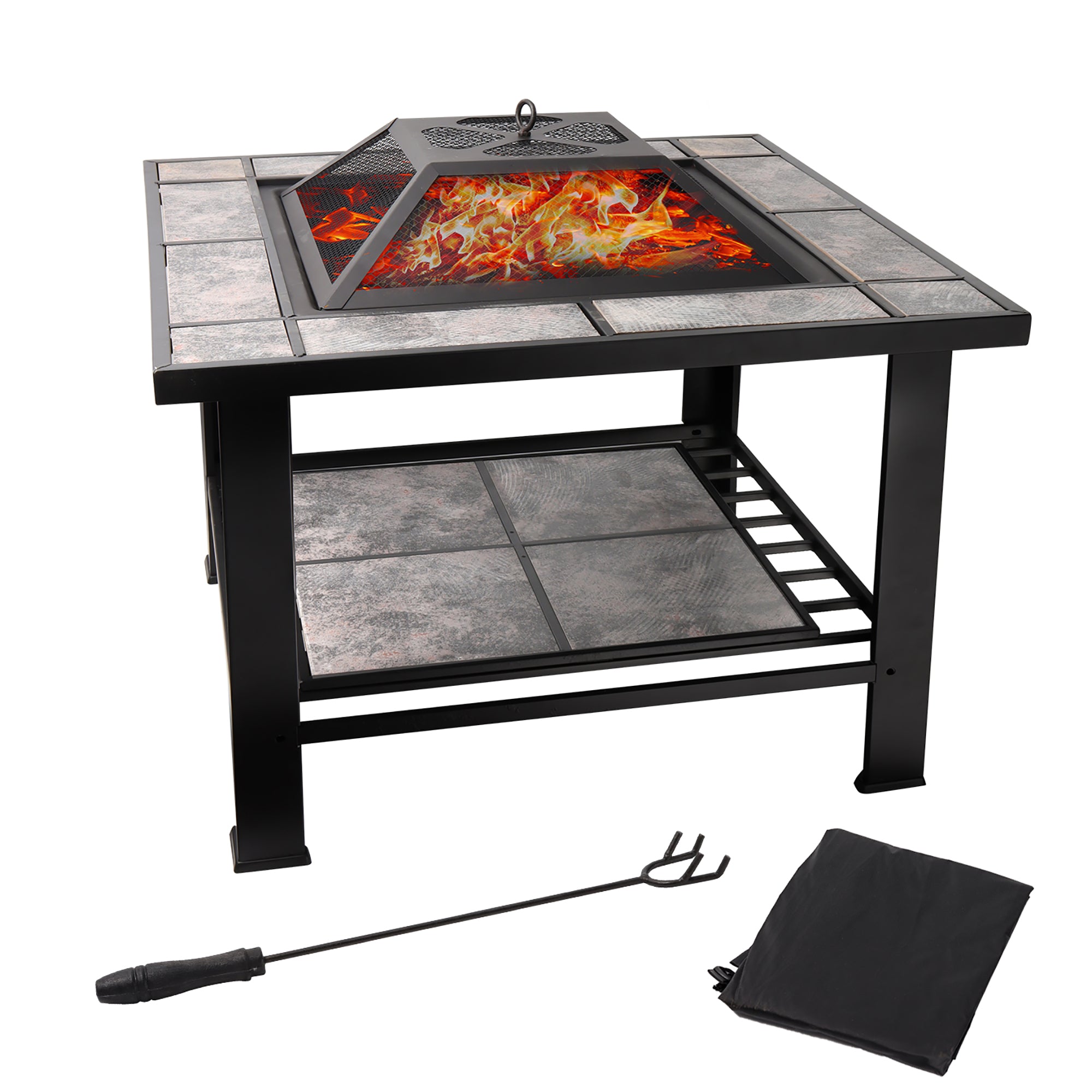 GSE Games & Sports Expert 30" Square Bonfire Wood Burning Fire Pit ...