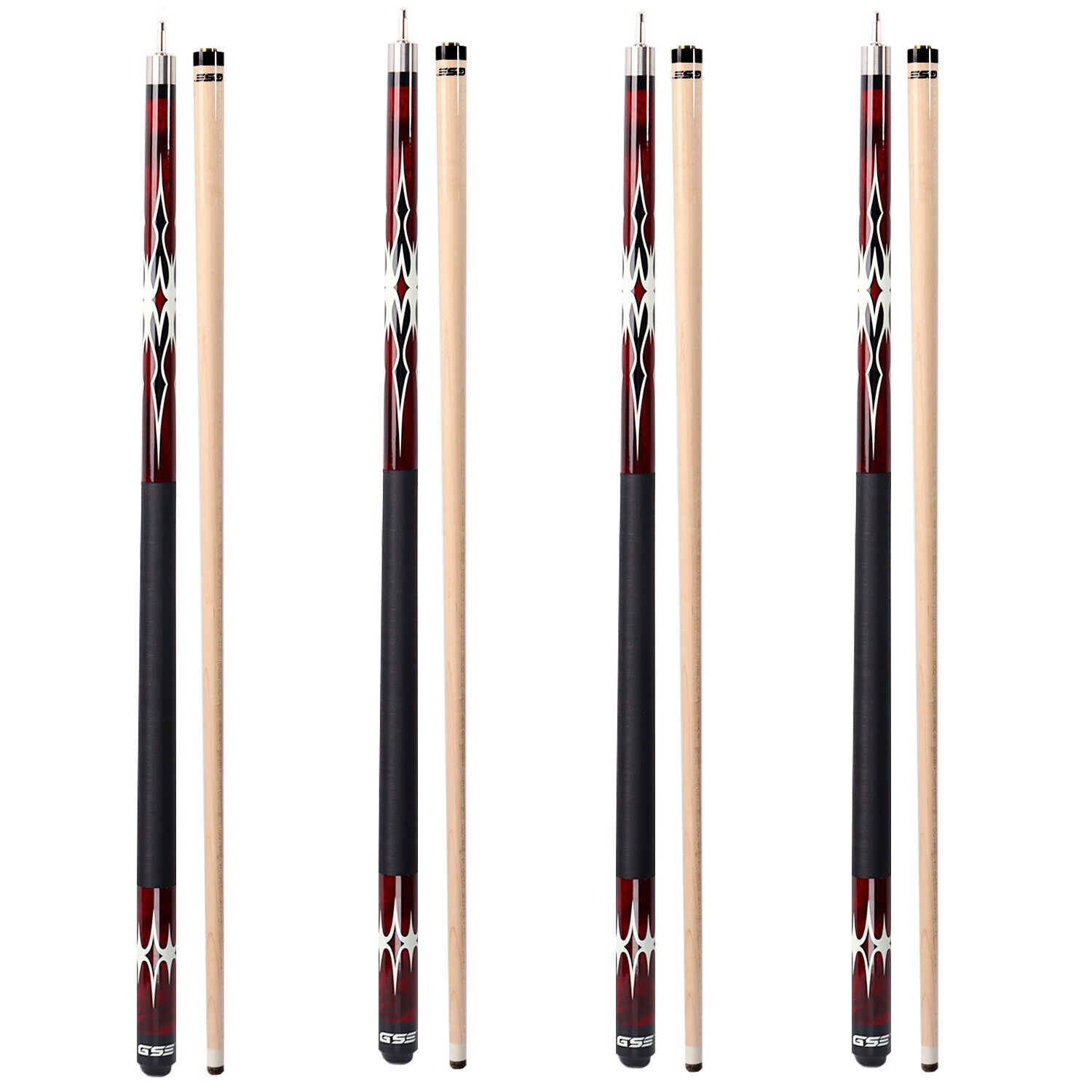 GSE Games & Sports Expert Set of 4 58" Canadian Maple Hardwood Billiard ...