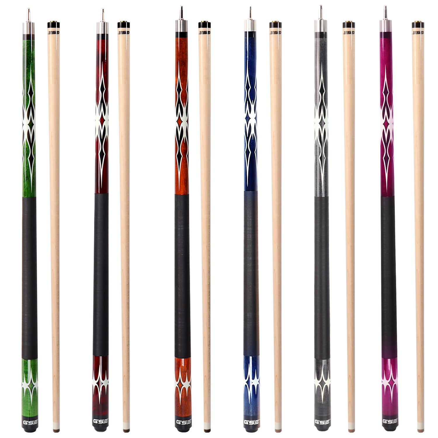 GSE Games & Sports Expert Set of 6 58" Canadian Maple Hardwood Billiard ...